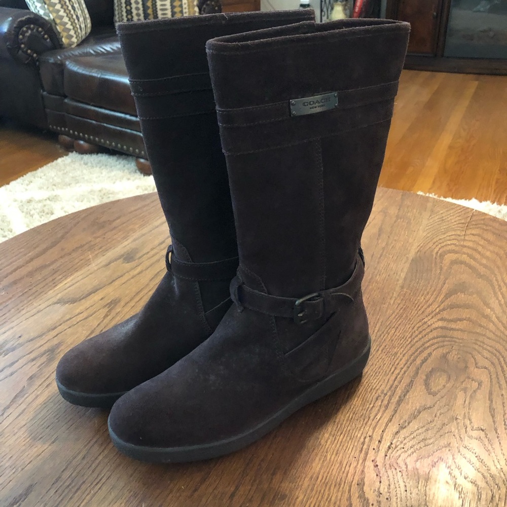 Coach Tallulah Suede Faux Shearling Lined Boots Brown… - Gem